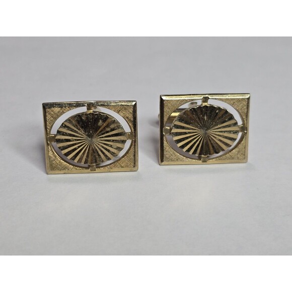 Accessories | Vintage Swank Gold Tone Sunburst With Texture Rectangular ...